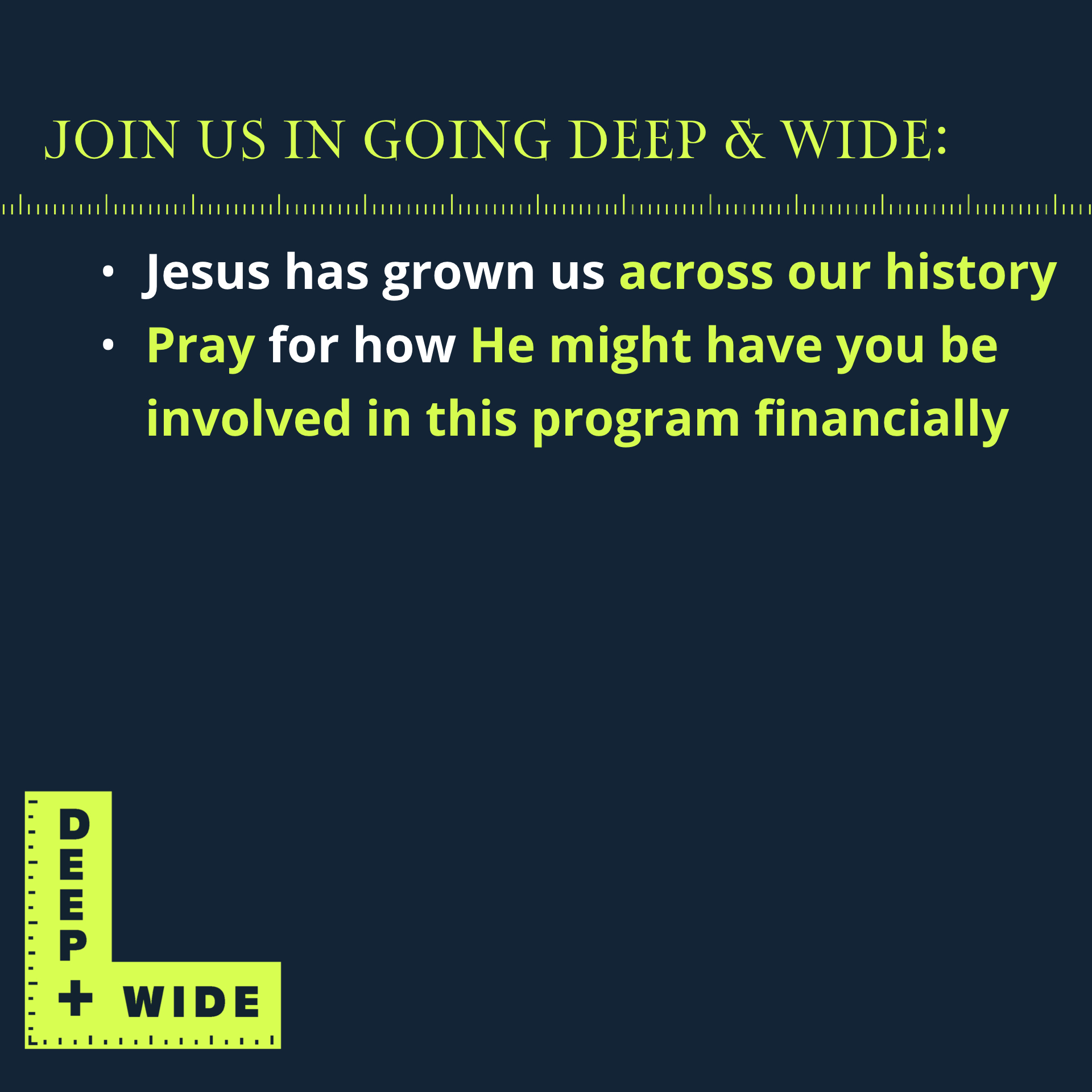 Deep + Wide (part 1) Sermon Audio, Video, & Questions – Pastor Mark ...
